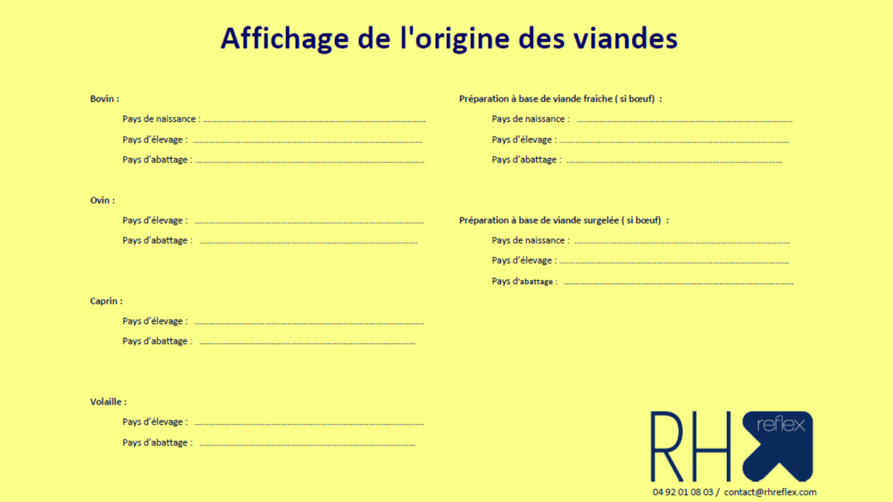 Affichage obligatoire de l'origine des viandes